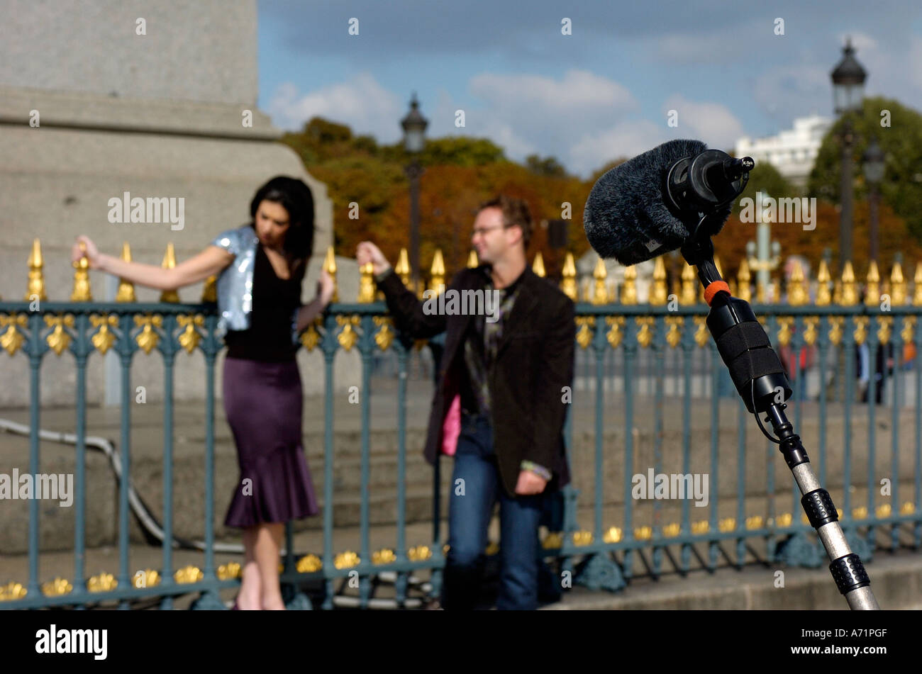 Microphone of the TV show setting Stock Photo - Alamy
