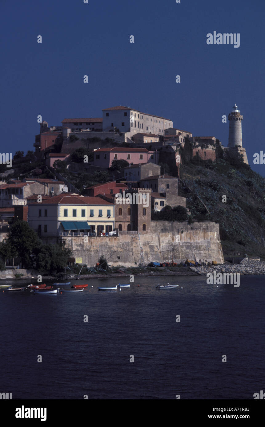 ITALY, Elba Port with Fort in back Stock Photo - Alamy