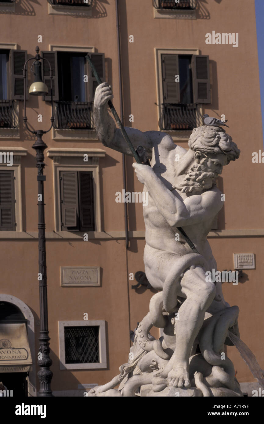 Italy, Rome. Bernini's Neptune Fountain Stock Photo - Alamy