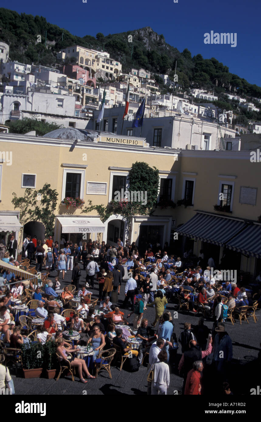 EUROPE, Italy, Isle of Capri Crowded Town Plaza Stock Photo - Alamy