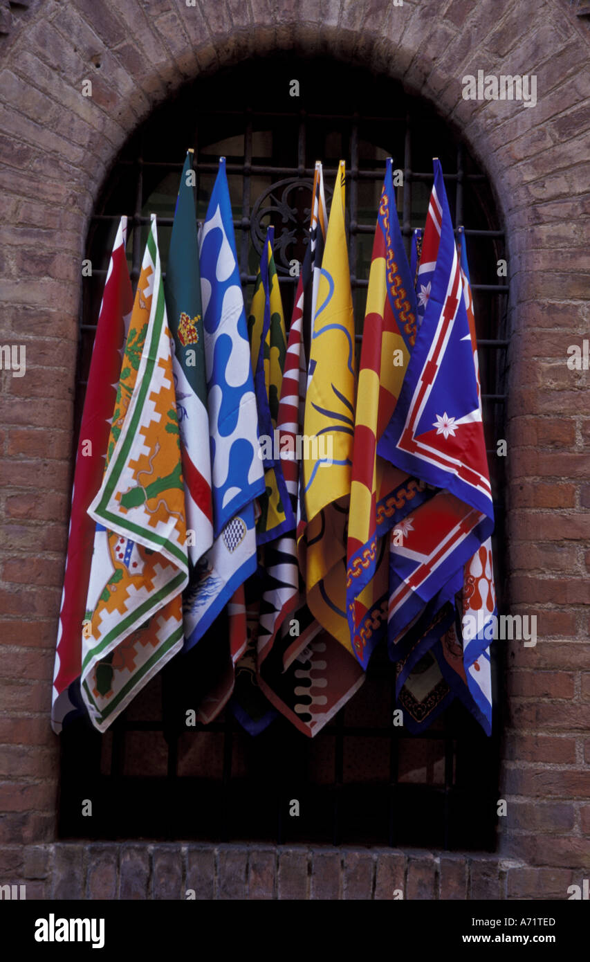 Italy, Tuscany, Siena Flags of contrade (neighborhoods Stock Photo - Alamy