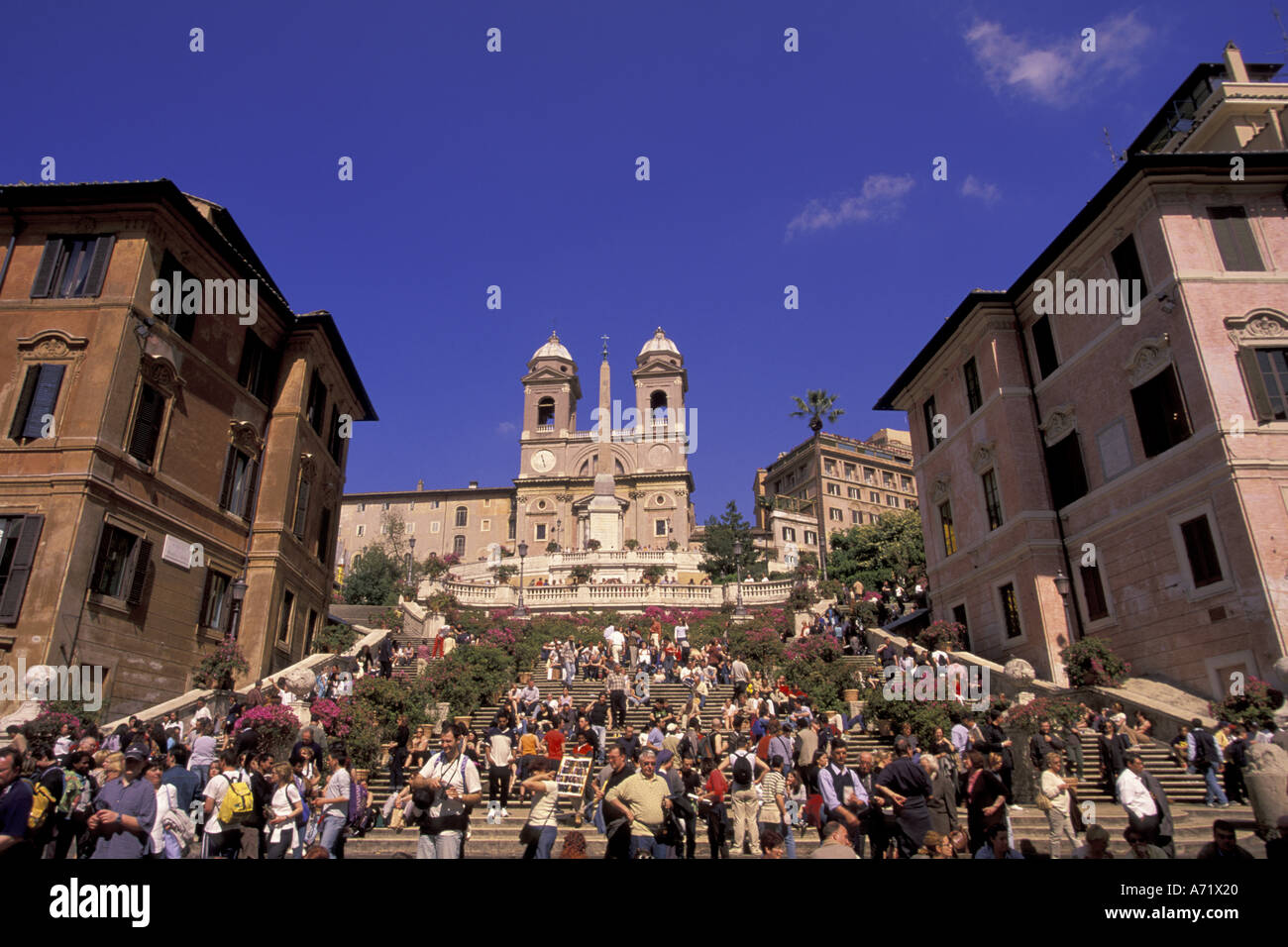 Europe, Italy, Rome. Daytime view of Spanish Steps and Piazza di Spagna ...