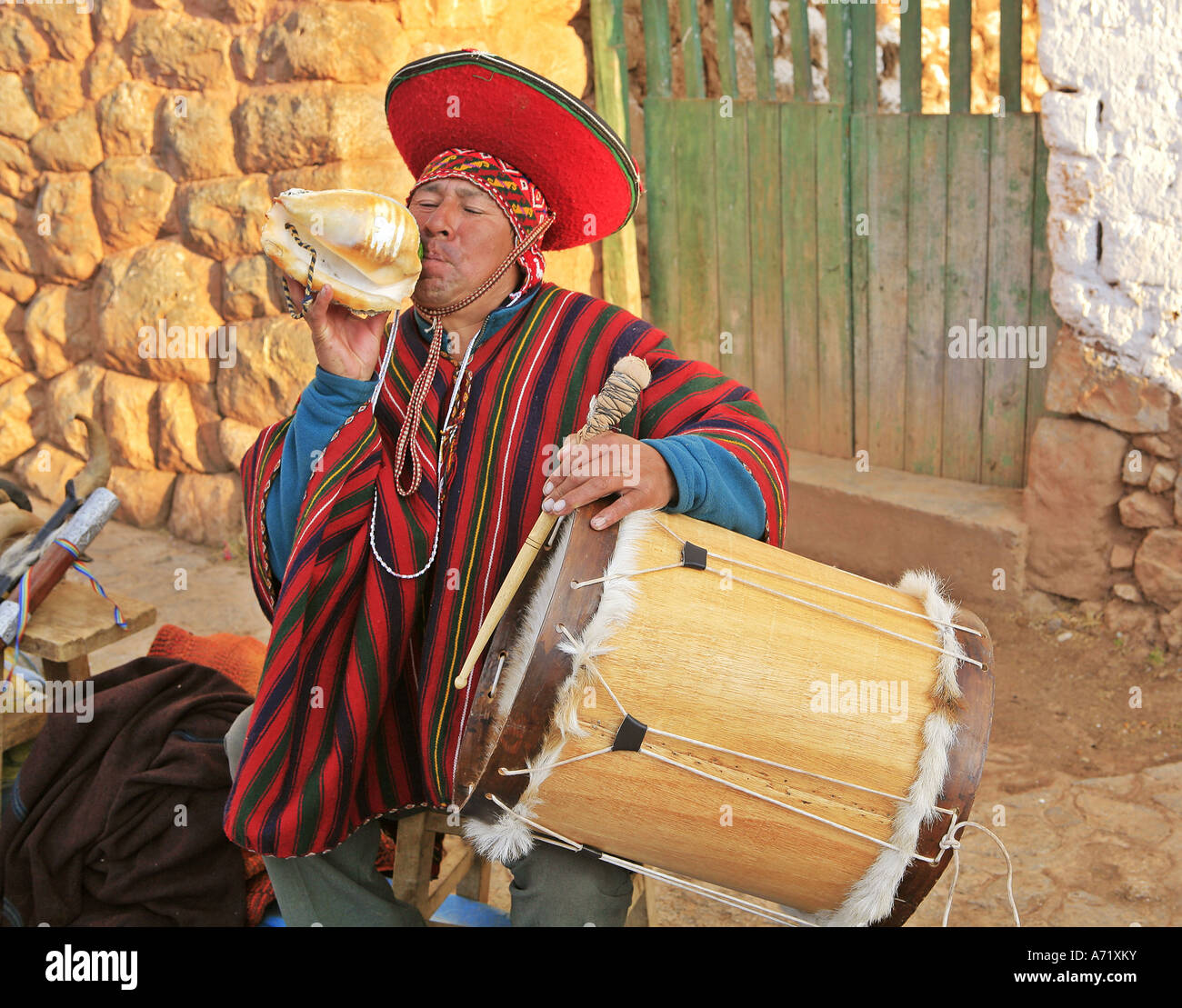 Conch Blower Peru Stock Photo - Alamy