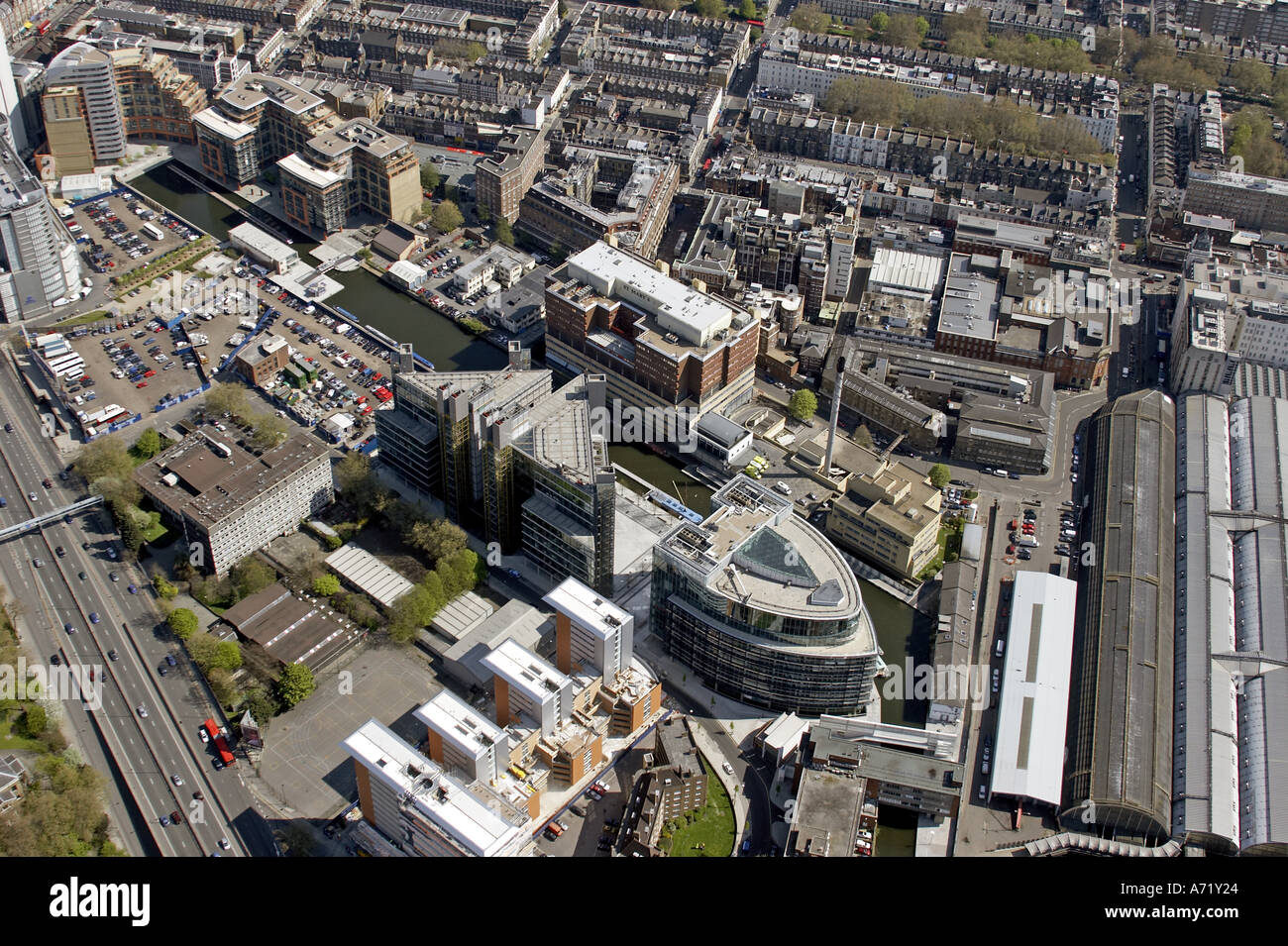 Aerial high level oblique view south east of Paddington Basin with ... Aerial high level oblique view south east of Paddington Basin with ...