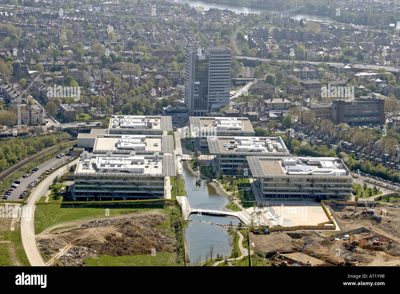 Aerial high level oblique view south of Chiswick Park Office Stock ... Aerial high level oblique view south of Chiswick Park Office Stock ...