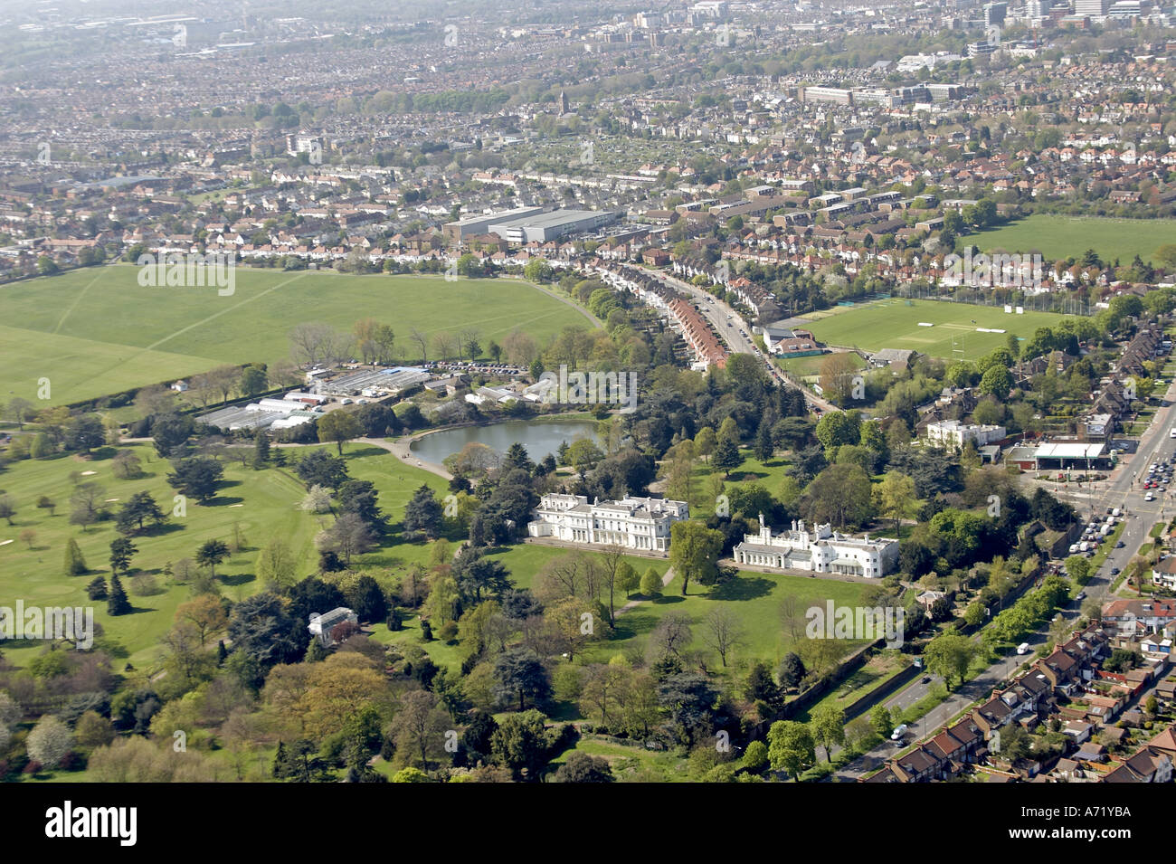 Aerial high level oblique view north west of Gunnersbury Park Brentford ...