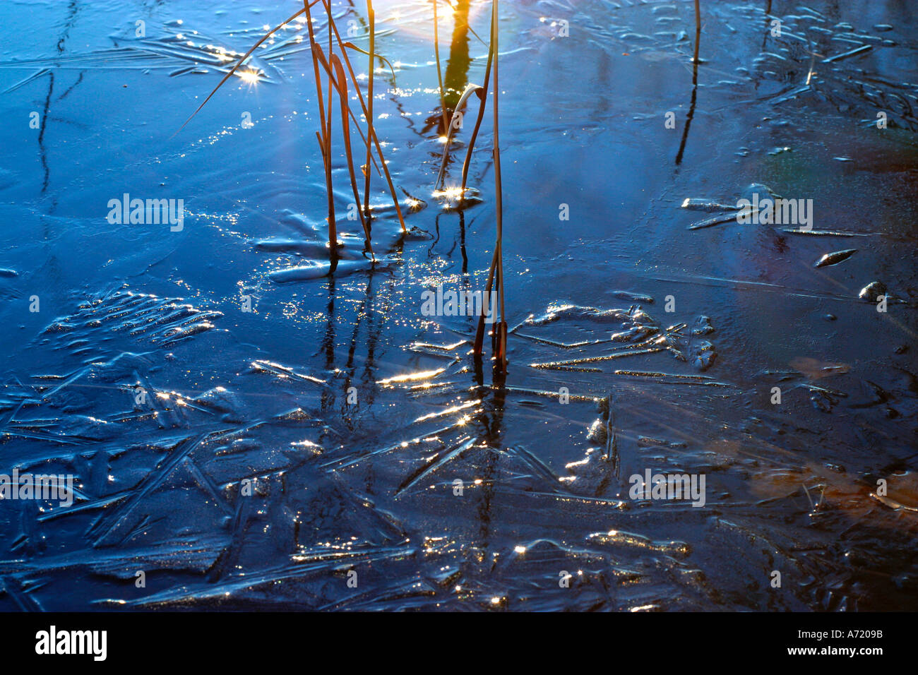 Ice on a lake Stock Photo - Alamy