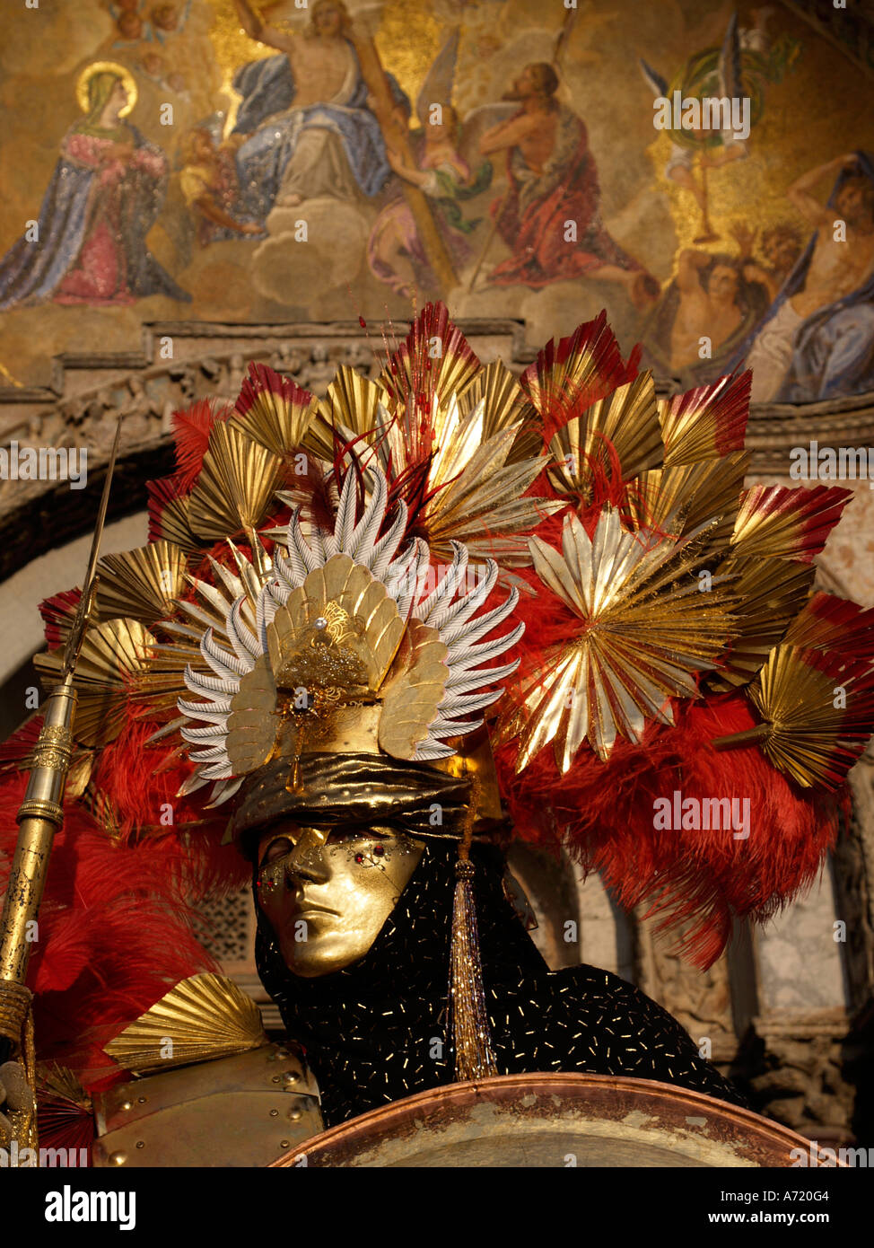 Aztec warrior style carnival mask Venice carnival Stock Photo - Alamy