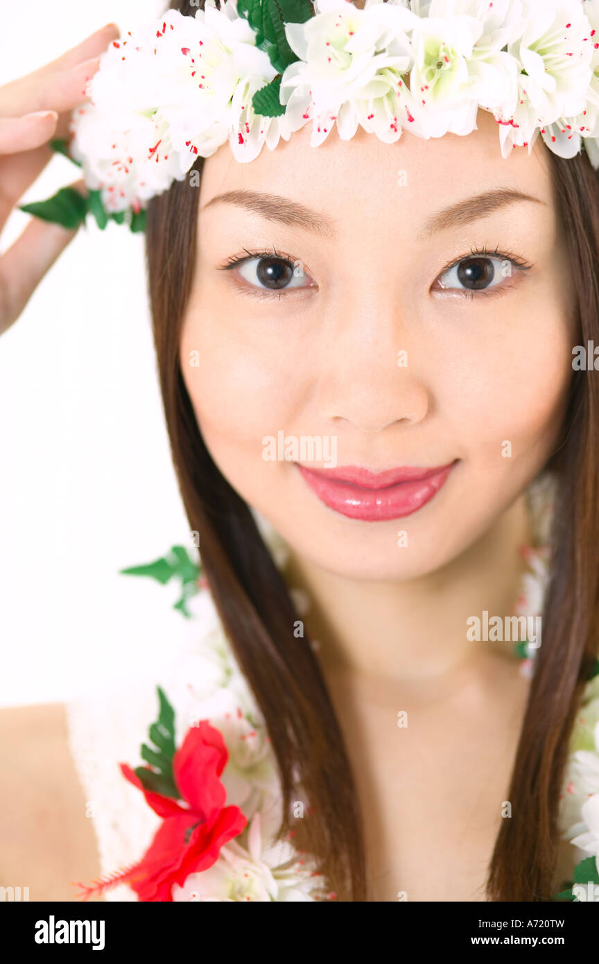 Young woman dancing the hula Stock Photo - Alamy