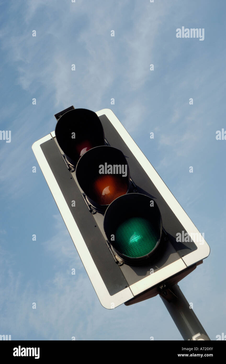 a British traffic light set at green Stock Photo - Alamy