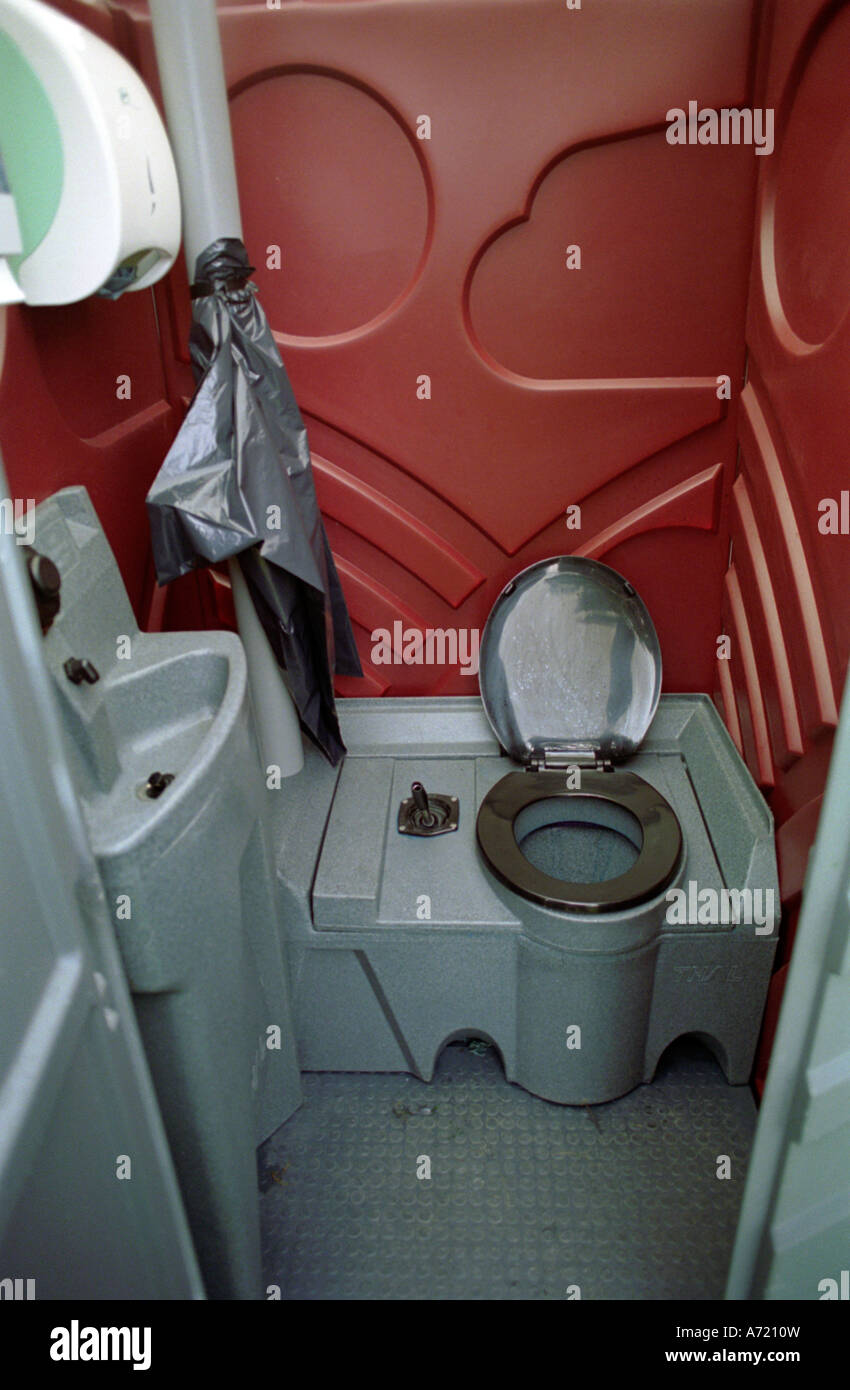 inside of a portable toilet at a festival at one like Glastonbury Stock ...