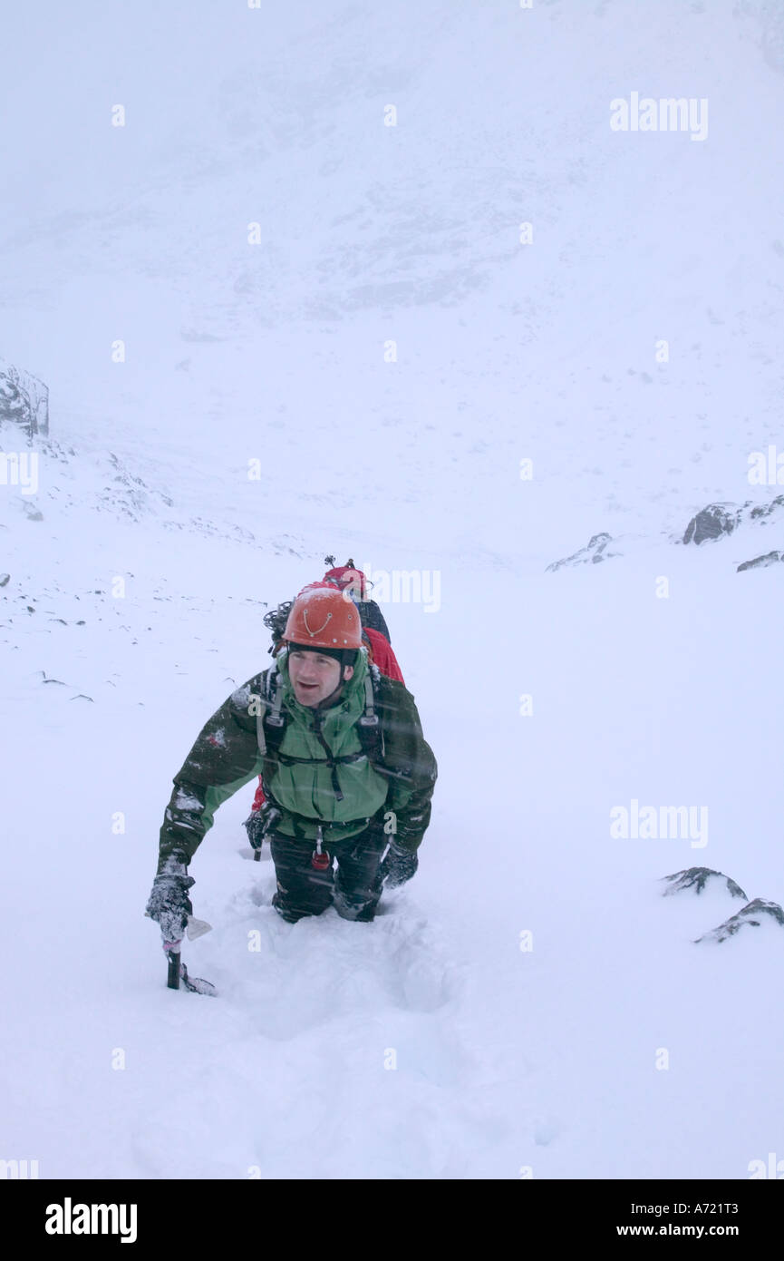 climbers in the Great Stone Shoot, on Sgurr Alasdair, Cuillin Ridge, in ...