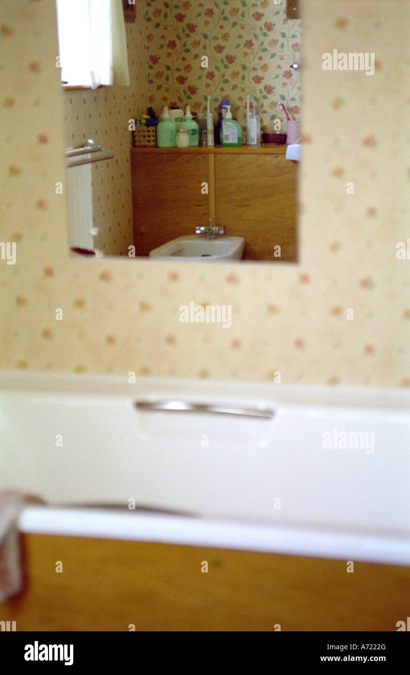 bathroom and toilet with a reflection in Birmingham uk Stock Photo - Alamy