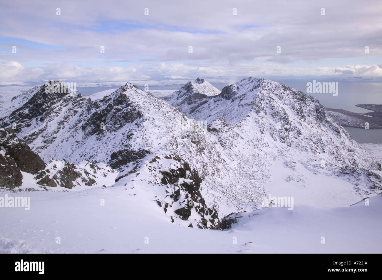 The southern end of the Cuillin Ridge in winter, Isle of skye, Scotland ...
