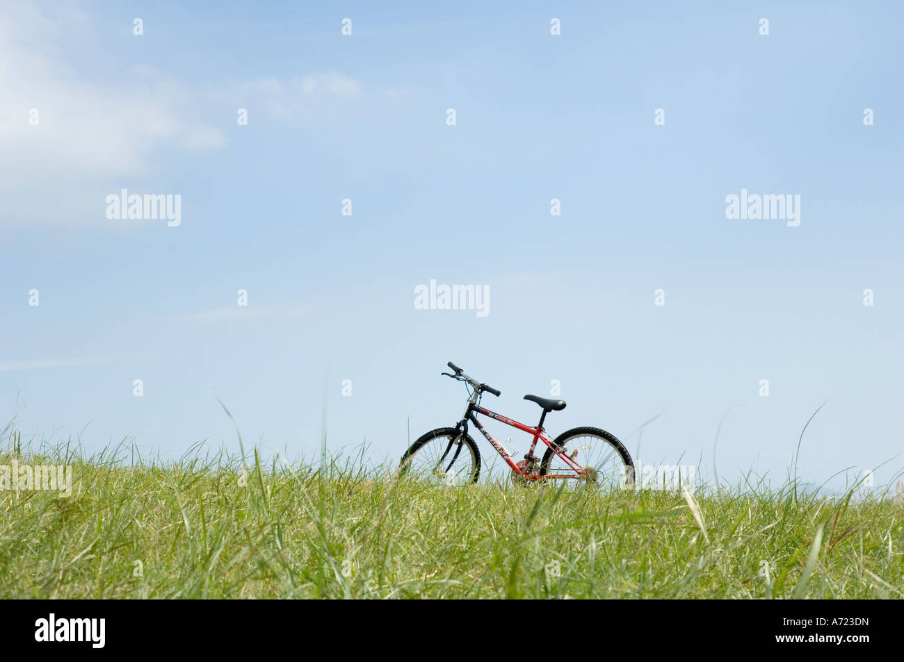 Mountain bike on field Stock Photo - Alamy