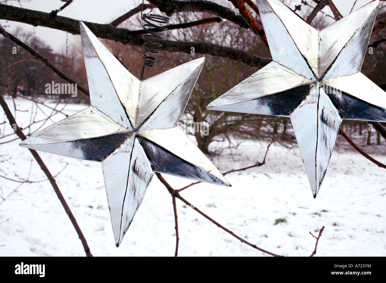 Christmas silver stars on hi-res stock photography and images - Alamy