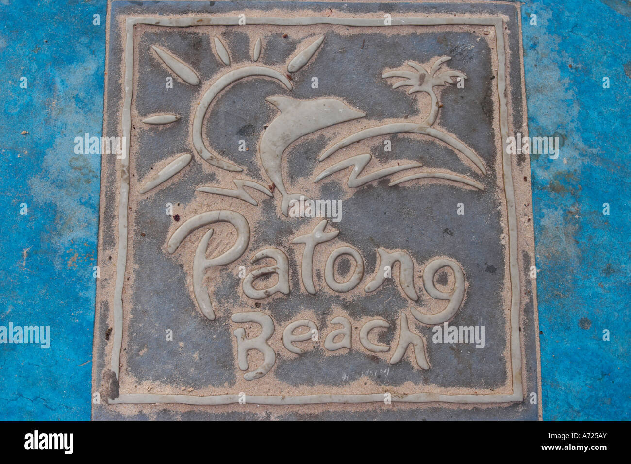 Decorated pavement tile near the Patong beach. Phuket, Thailand Stock ...