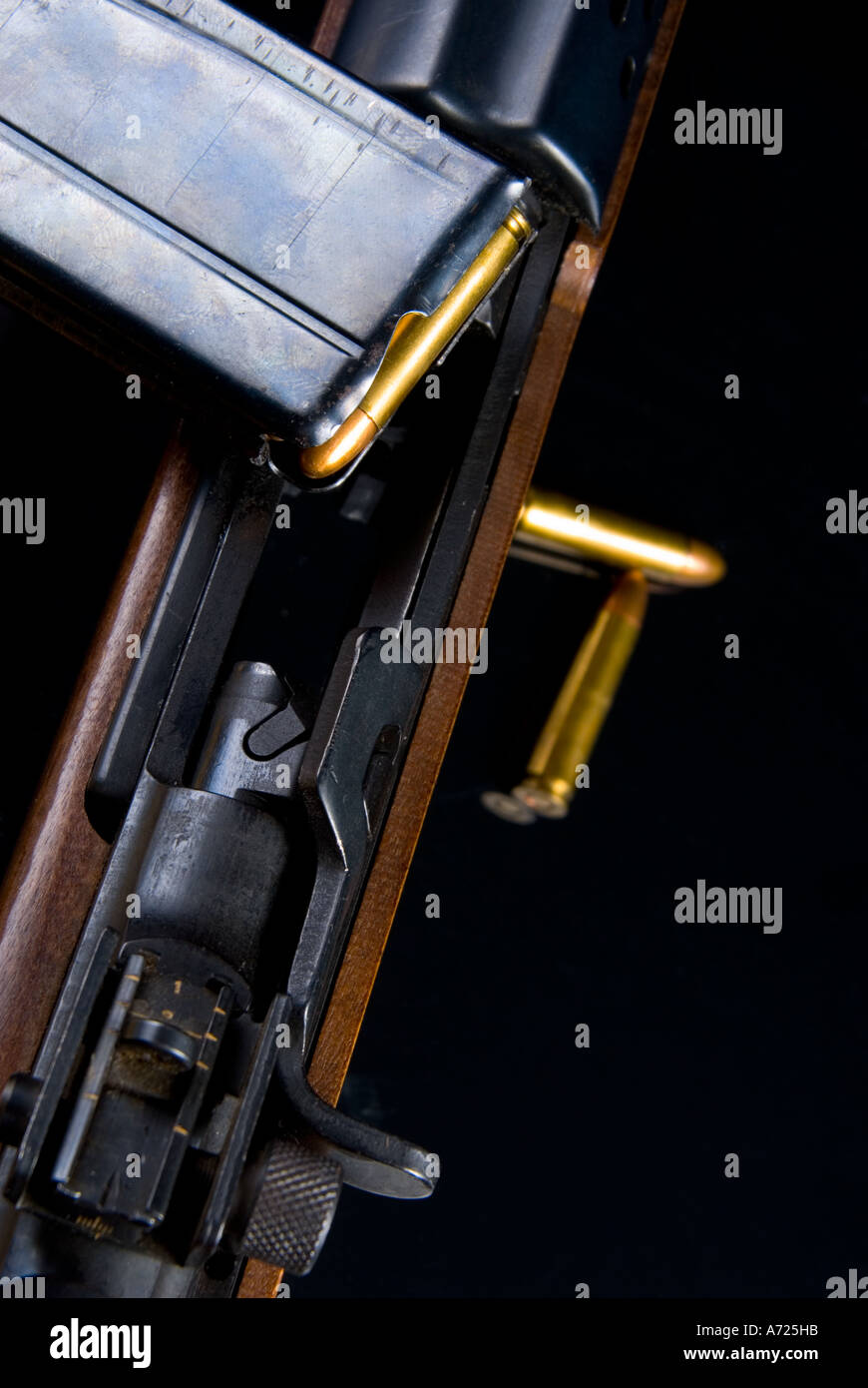 Semi automatic carbine rifle with bullets and magazine Stock Photo - Alamy