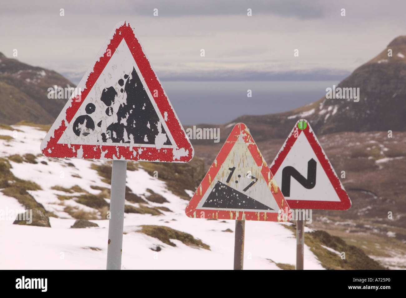road signs on the Trotternish peninsular, Isle of skye, Scotland, UK ...