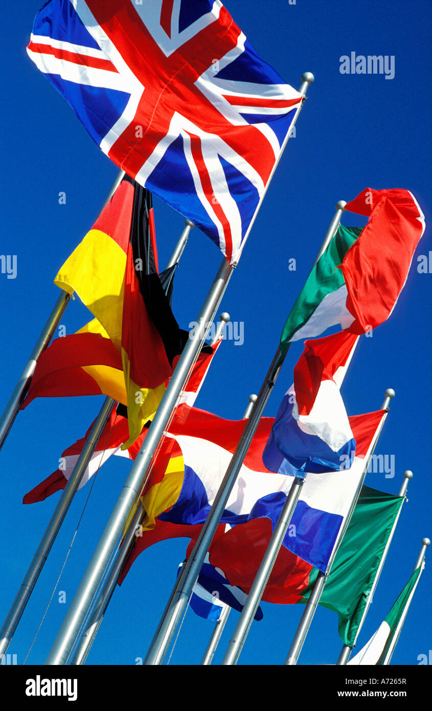 European Community flags Stock Photo - Alamy