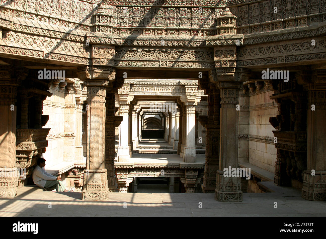 Incredible carved interior of the Adalaj Step-Well in the Gandhinagar ...