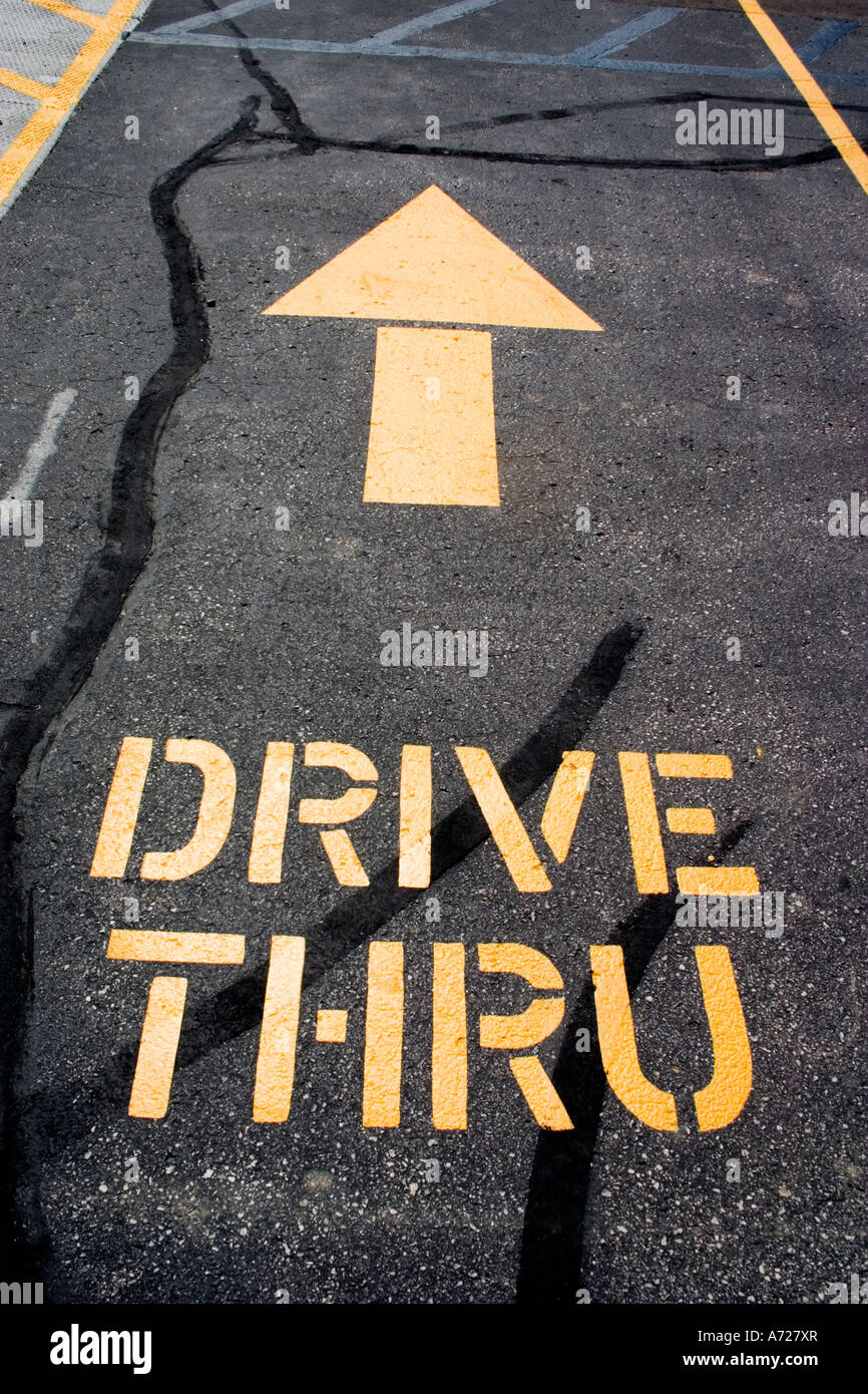Drive through restaurant street arrow sign. Eden Wisconsin USA Stock ...