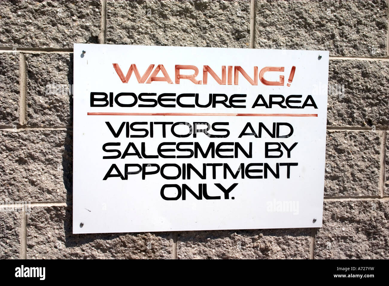 Biosecure warning sign. Abel Dairy Farms Eden Wisconsin USA Stock Photo ...