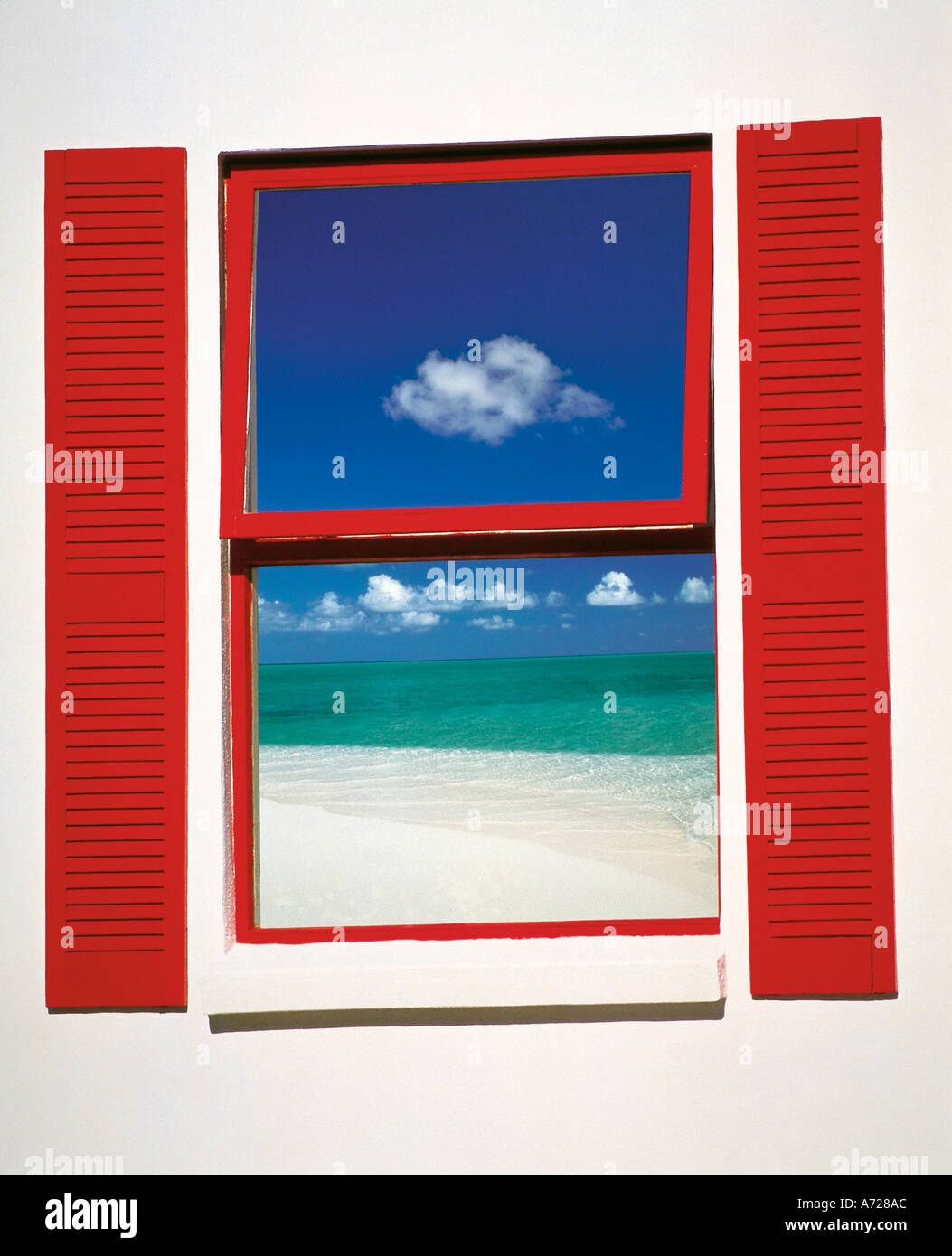 View through Window to Beach Stock Photo - Alamy