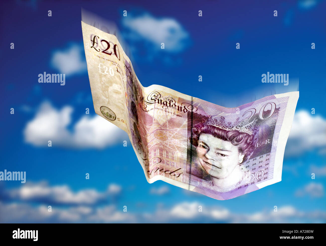 UK twenty Pound banknote flying in sky Stock Photo - Alamy