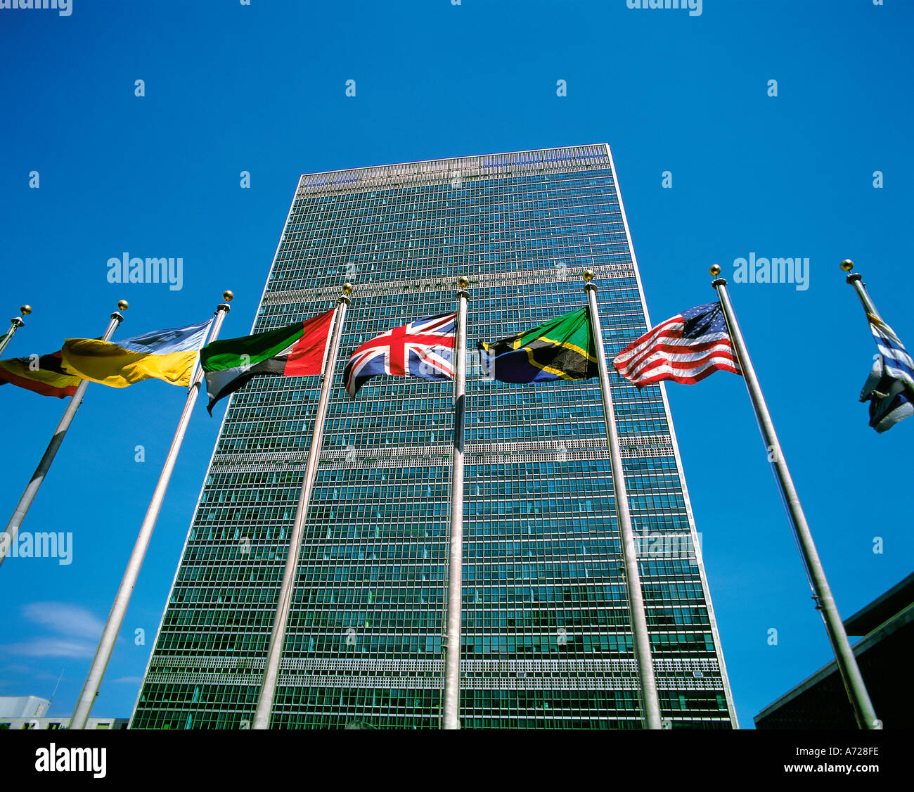 United Nations Headquarters with flags in New York City Stock Photo - Alamy
