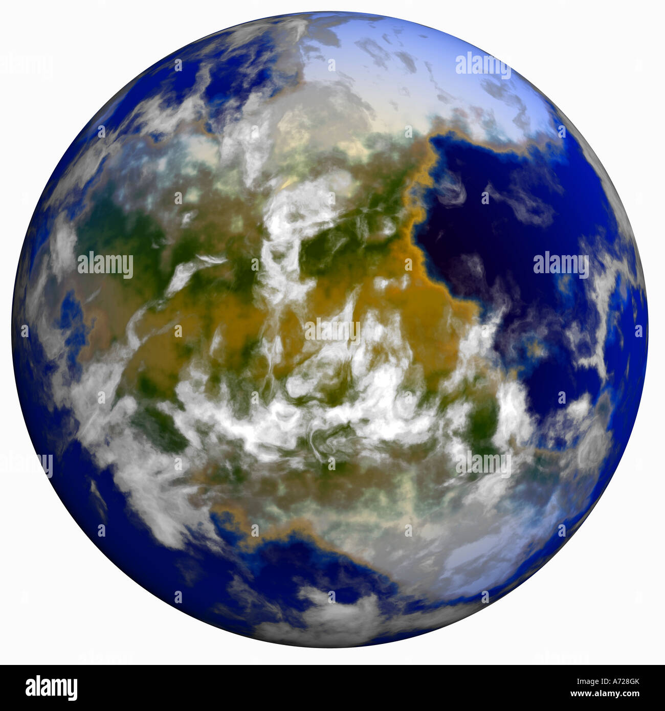 Computer generated image of planet earth on white isolated background ...