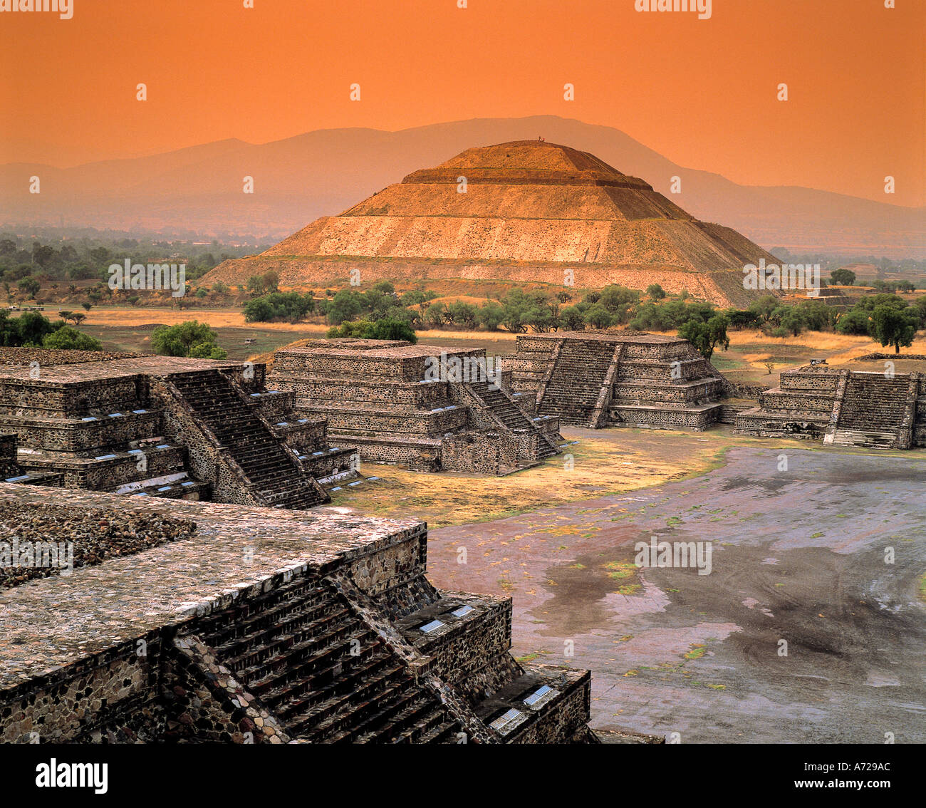Plaza of the Moon and Pyramid of the Sun in Teotihuacan Mexico Mayan ...