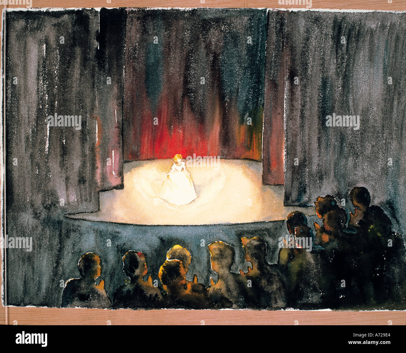 Watercolor of Opera in Vienna Austria Stock Photo - Alamy