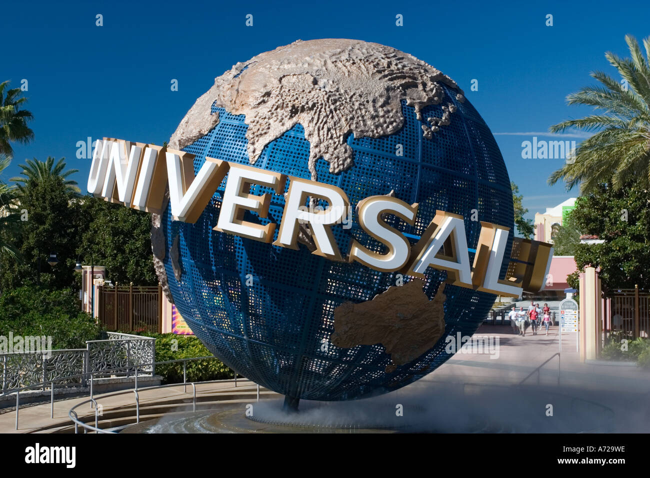 Closeup of rotating globe at entrance to Universal Studios Orlando ...