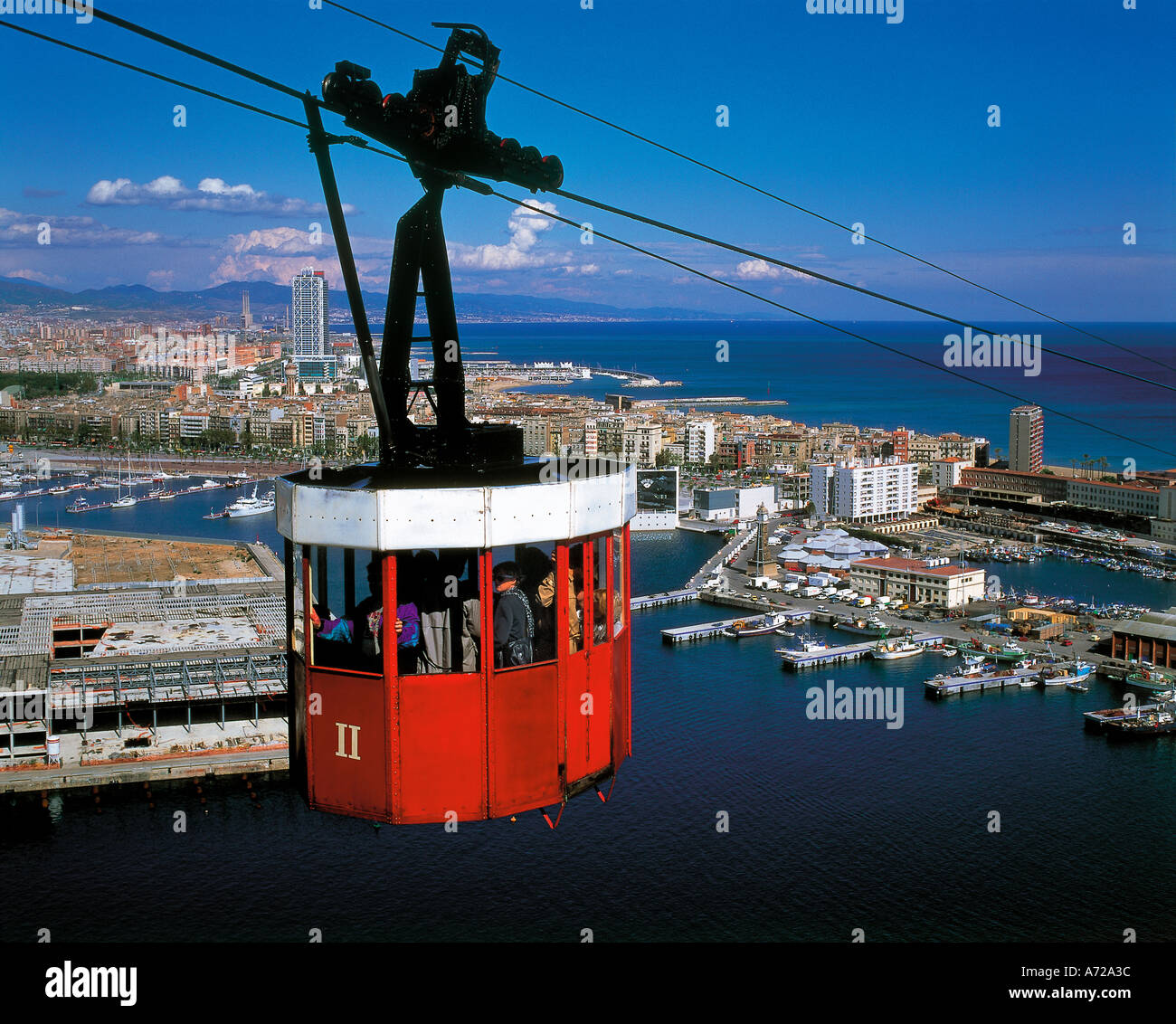 Aerial Funicular Railway over Harbour Barcelona Catalonia Spain Stock ...