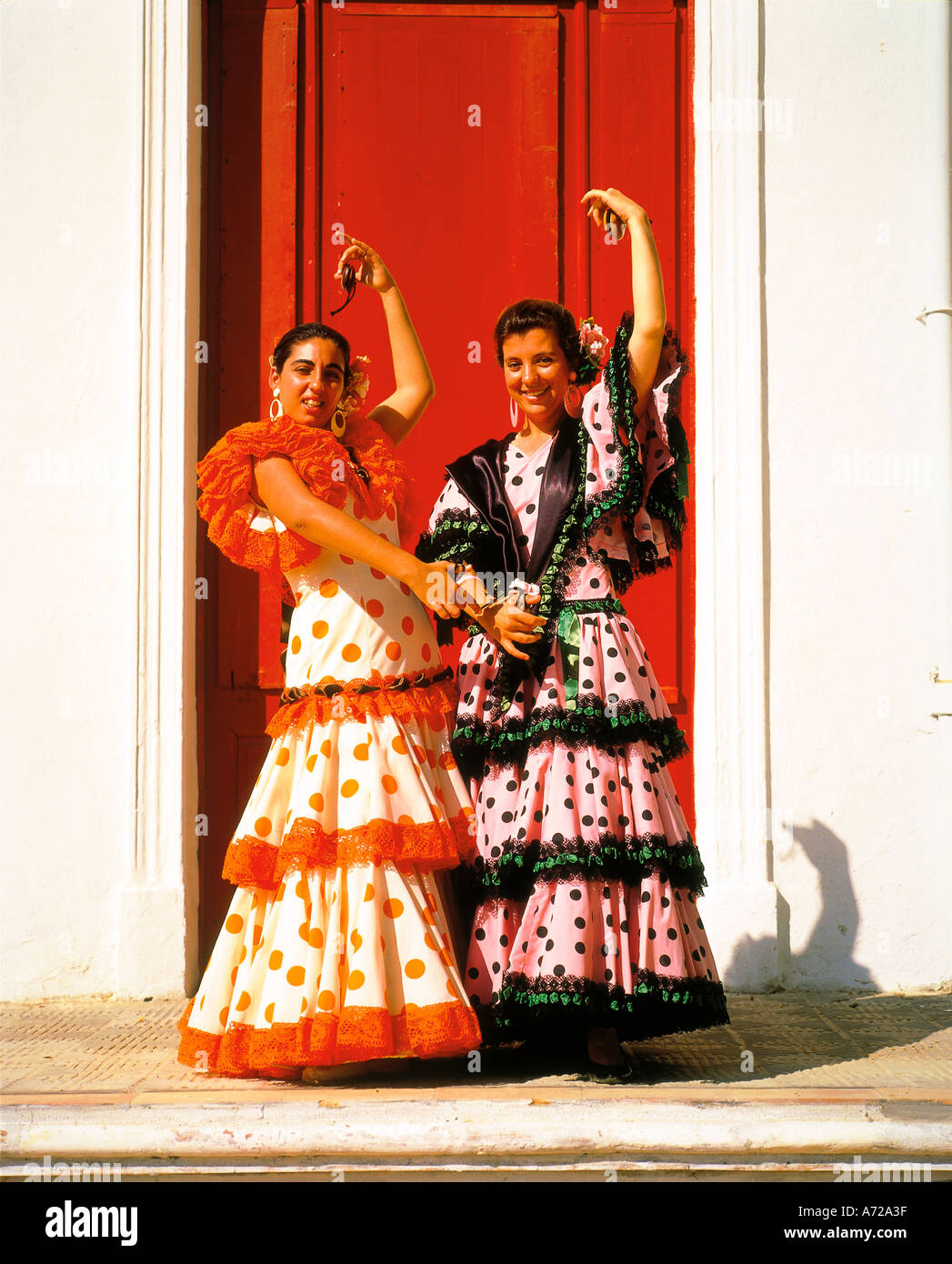 Flamenco Dancers in Traditional Costumes Andalusia Spain Stock Photo ...