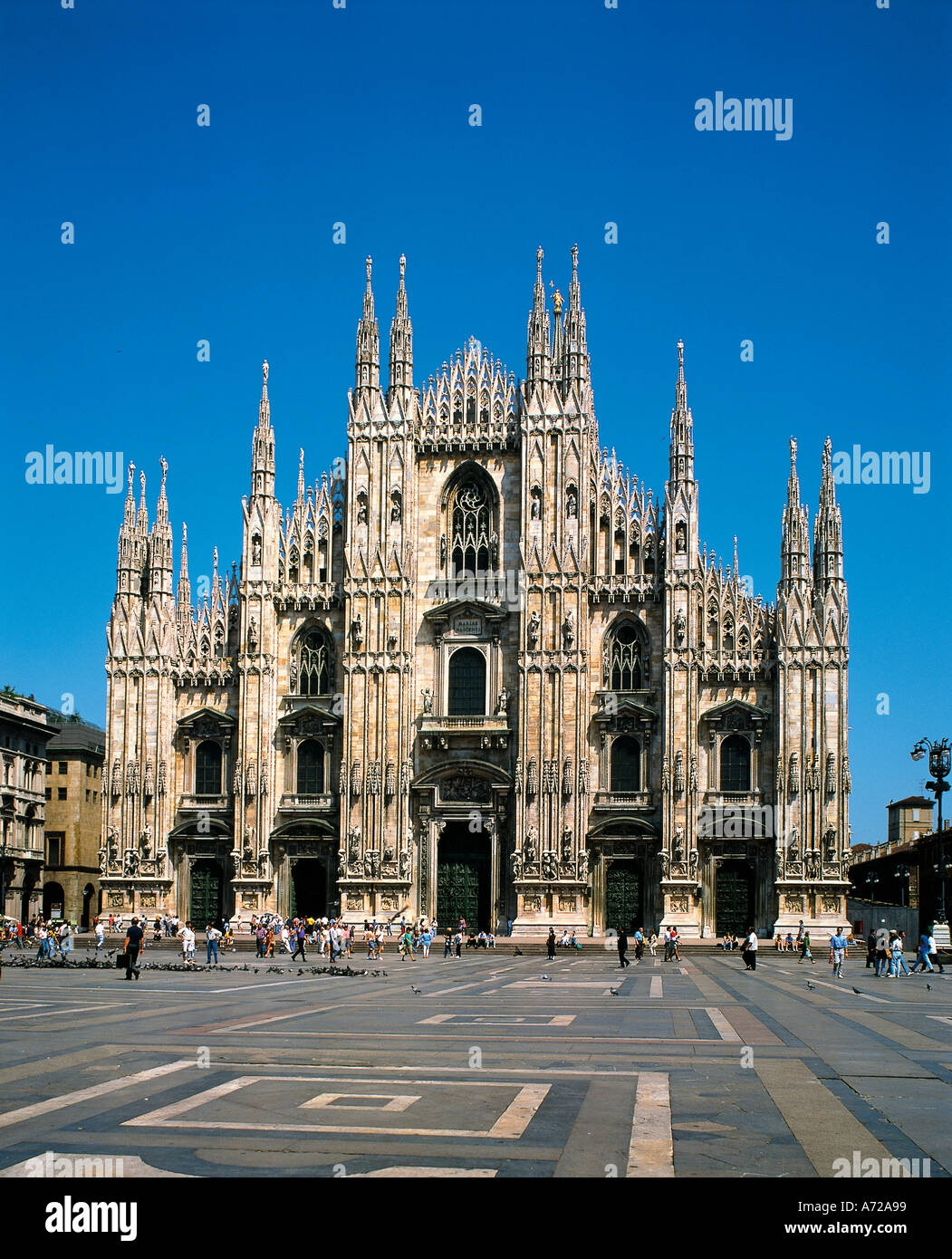 The Duomo Cathedral with gothic architecture in Milan Lombardia Italy ...