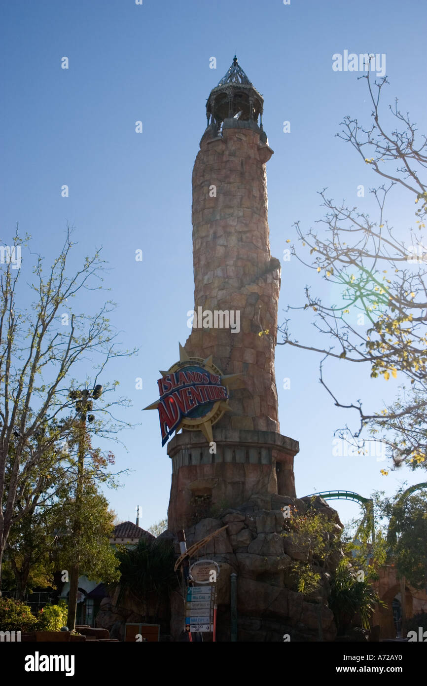 Port of Entry tower at dusk Islands of Adventure Universal Orlando ...