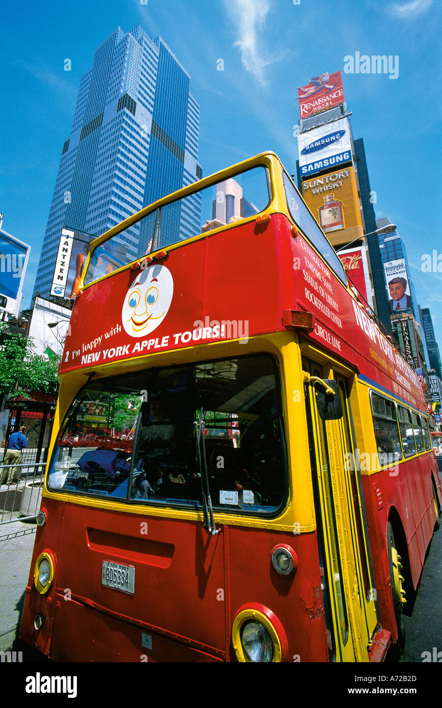 Times Square and City bus tour in New York City Stock Photo - Alamy