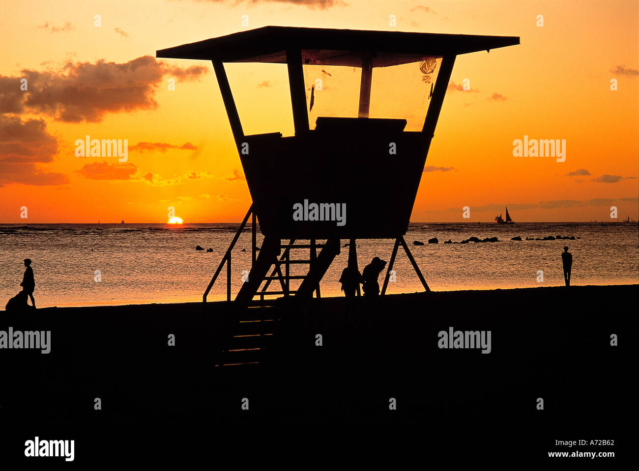 Waikiki Beach Lifeguard station in Honolulu Oahu Hawaii Stock Photo - Alamy