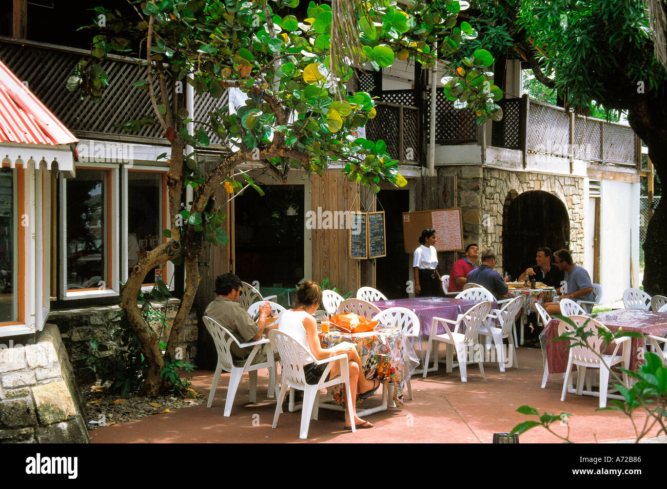 Outdoor Cafe on Redcliffe Quay in St John Antigua West Indies Stock ...