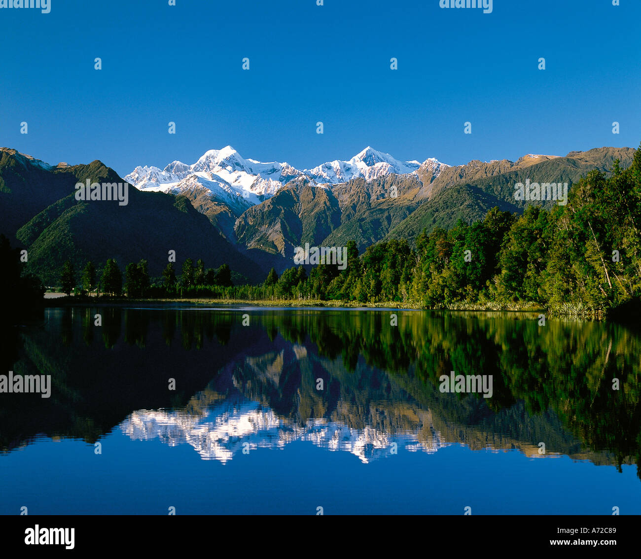 Mount Tasman and Mount Cook and Lake Matheson Southern Alps South ...