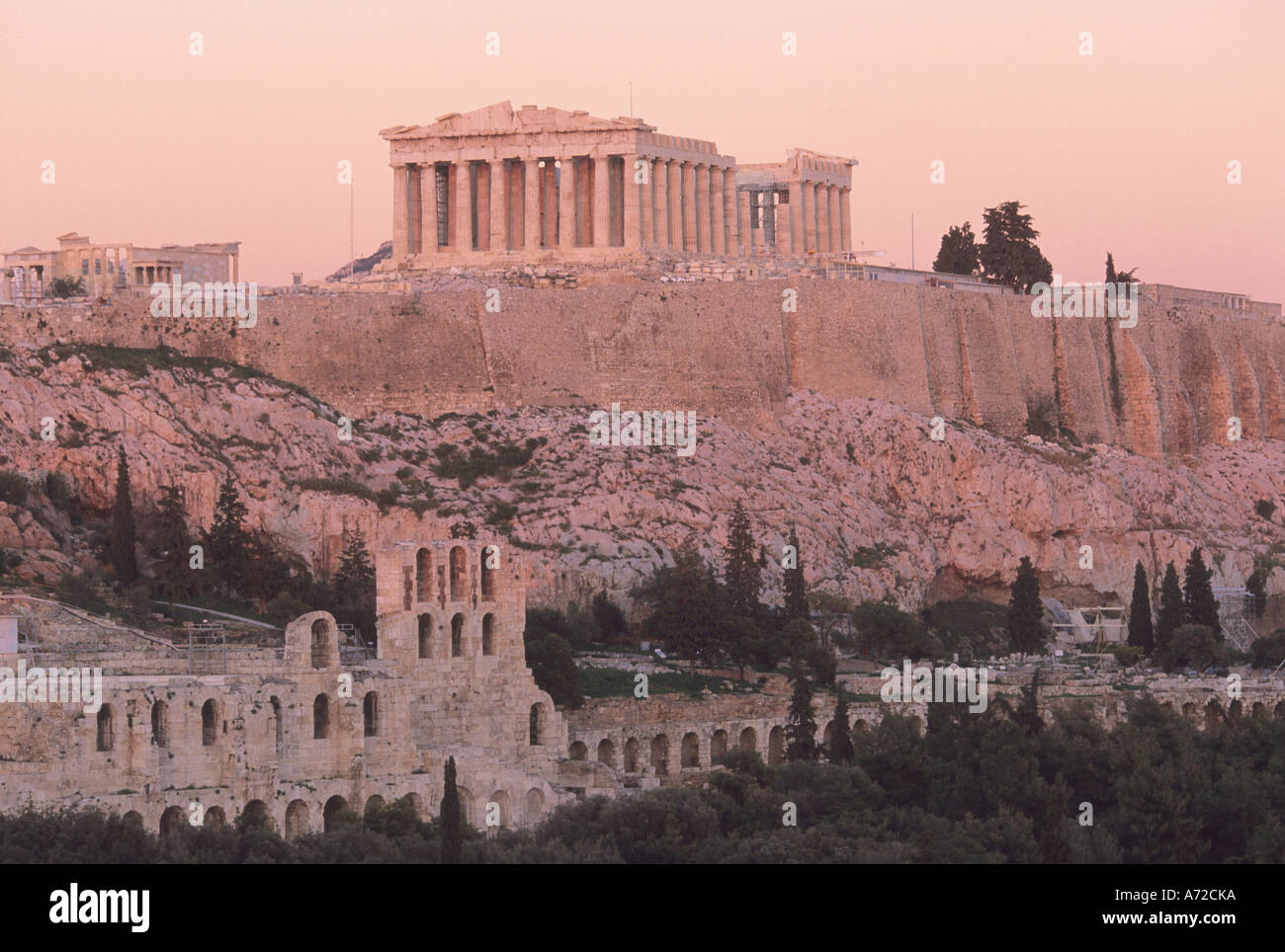 The Parthenon and Acropolis in evening light, Athens, Greece Stock ...