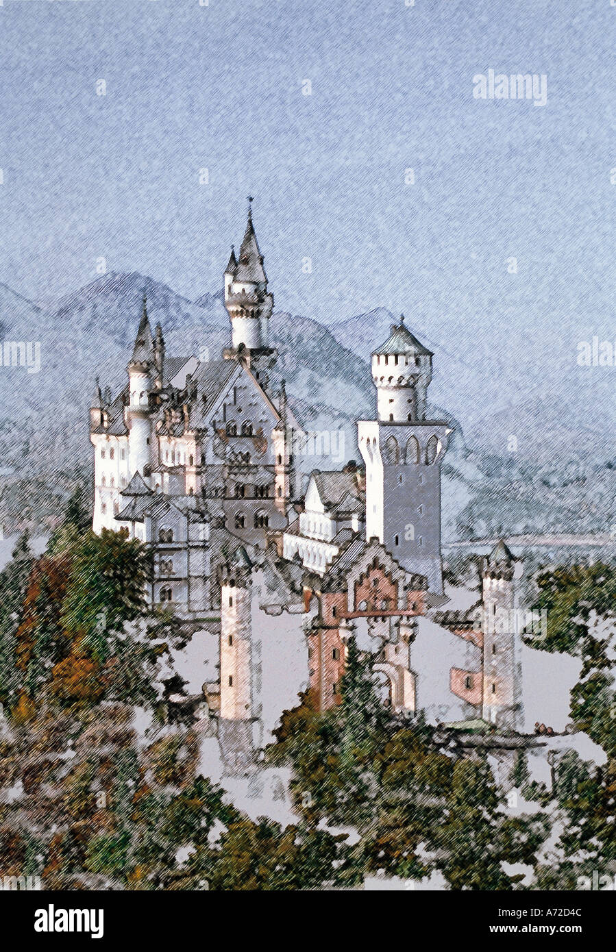 Abstract of Neuschwanstein Castle King Ludwig 2nd Castle Fussen Bavaria ...
