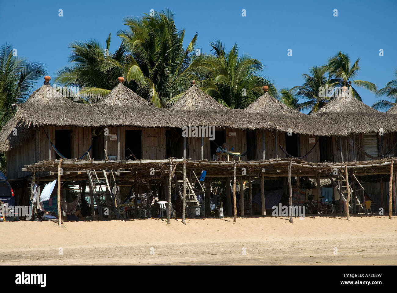 Zipolite - man sit in a chair under a palapa - Oaxaca - Mexico Stock ...