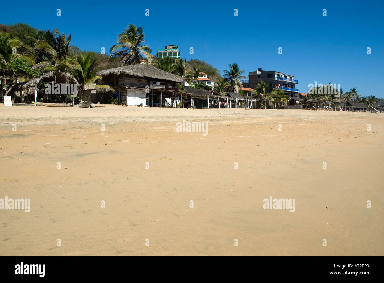 Zipolite - cabanas on the beach - Oaxaca - Mexico Stock Photo - Alamy