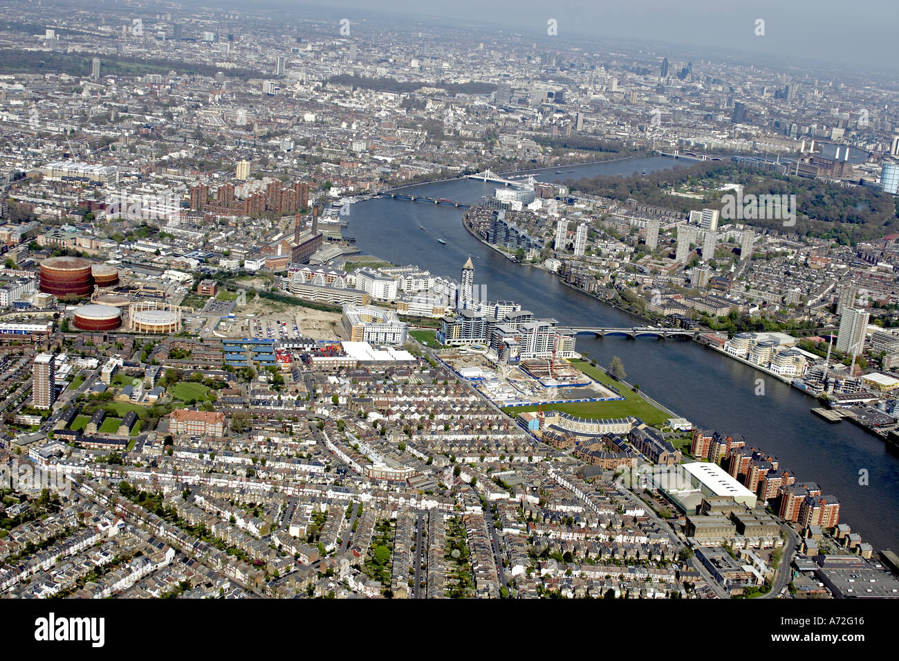 Aerial high level oblique view of London England 2005 Stock Photo - Alamy