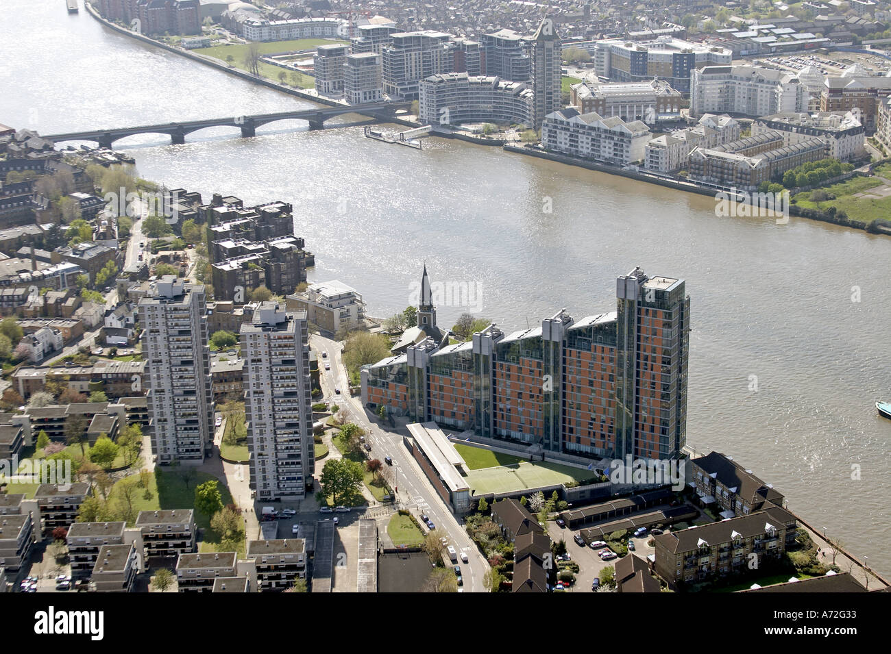 Aerial high level oblique view south west of Montevetro Battersea and ... Aerial high level oblique view south west of Montevetro Battersea and ...