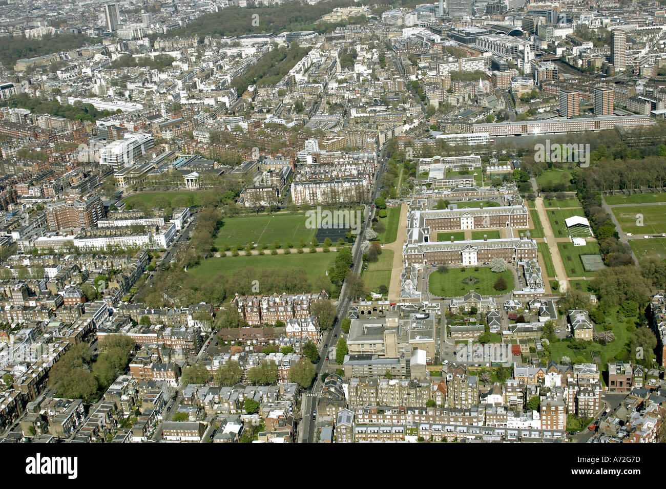 Aerial high level oblique view north east of Royal Hospital Chelsea ...
