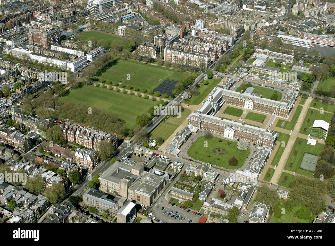 Aerial high level oblique view north east of Royal Hospital Chelsea ...